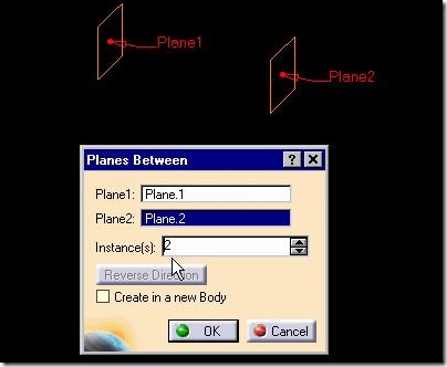 CATIA Surface Design: Planes Between